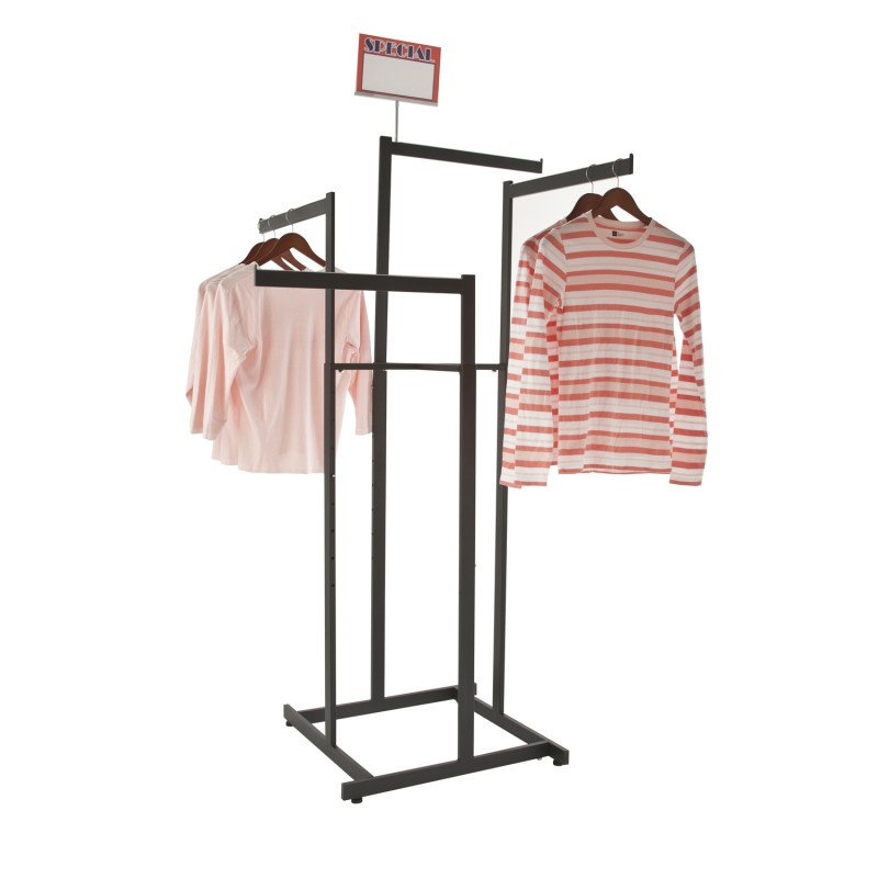 4 Way Garment Rack-Wholesale Store Clothing Racks | Black 4 Way ...