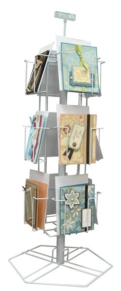 Rotating Greeting Card Rack-Revolving Postcard Stand | White Revolving ...